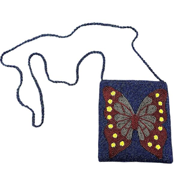 Ermo | Bags | Vintage Ermo Fully Beaded Butterfly Crossbody Bag Boho ...